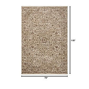 Loloi Sorrento Collection 6'-7" x 9'-10" Area Rug in Bark/Natural - Vintage Inspired Patterned Area Rug, Unique Area Rug for Living Room, Bedroom, Dining Area