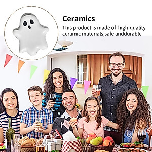LYAPEONY Ceramic Ghost Plate (10.6 * 9.1in) | Reusable Halloween Plate for Everything from Desserts, Salads, Snacks, Candy, Appetizers and More (1)