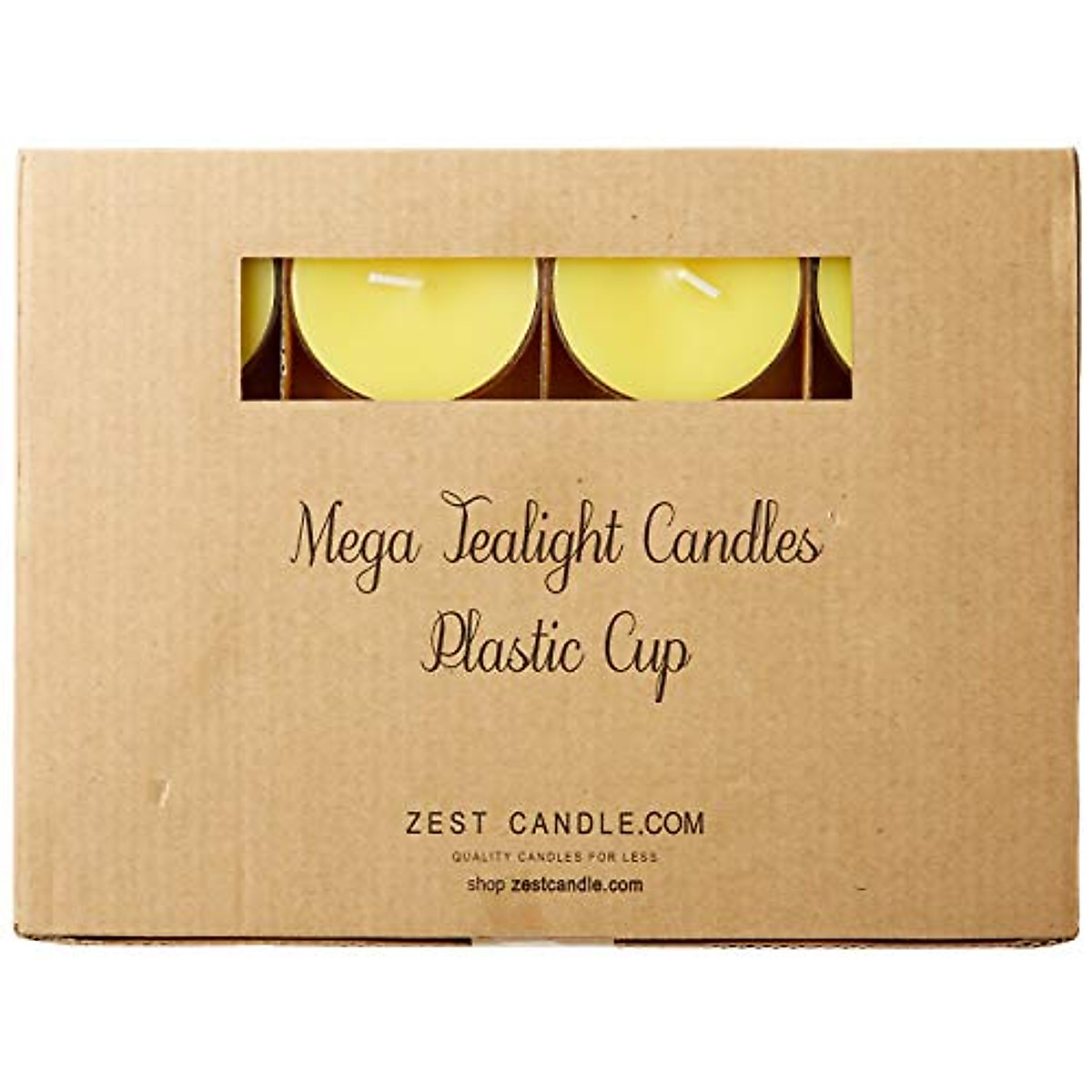 Zest Candle 12-Piece Tealight Candles, Mega Oversized Yellow s