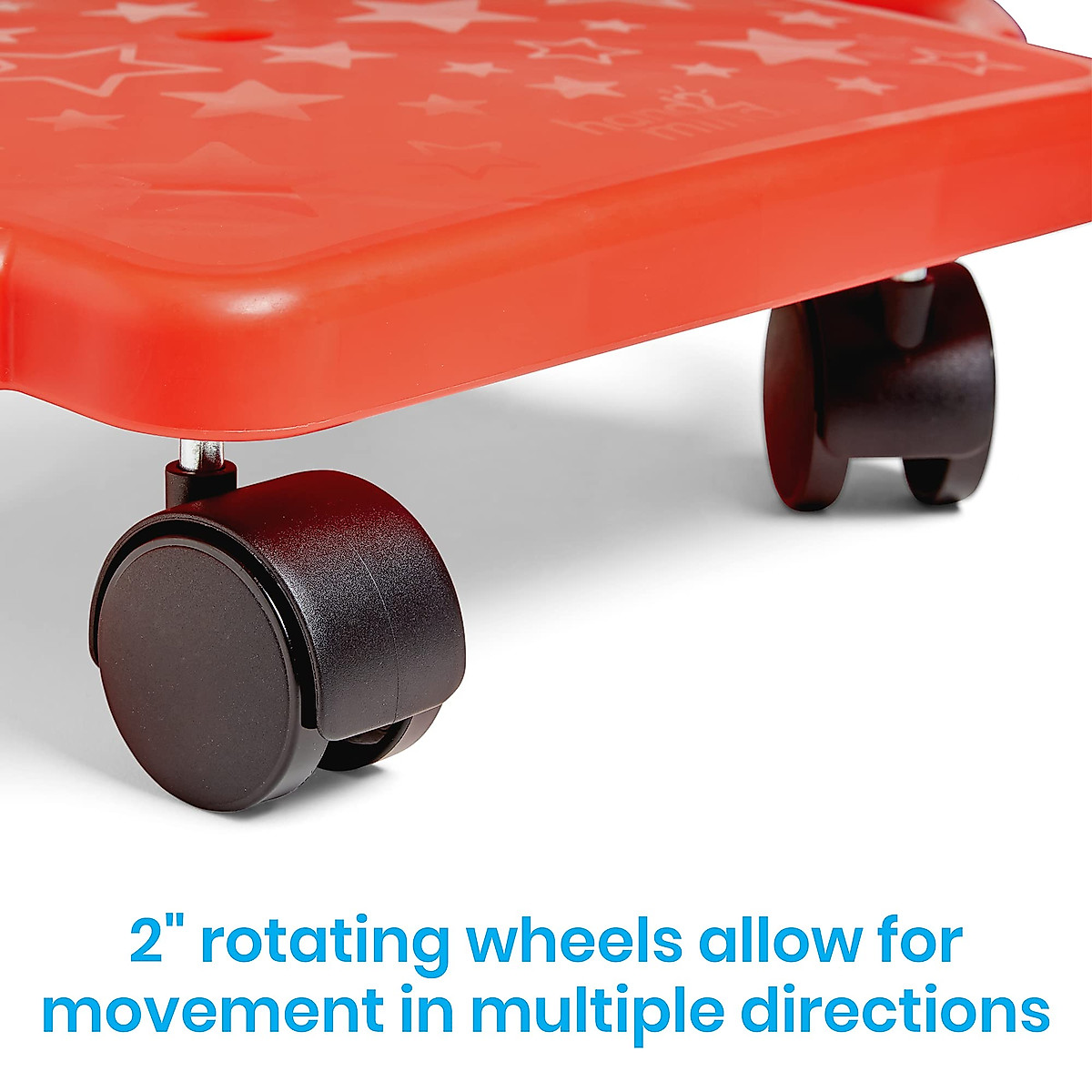 hand2mind Red Heavy-Duty Indoor Scooter Board with Handles, Floor Scooter, Sit Down Scooter, Gym Activities for Kids, Indoor Recess Games, Sport Scooters, Physical Education Equipment, Gross Motor Toy