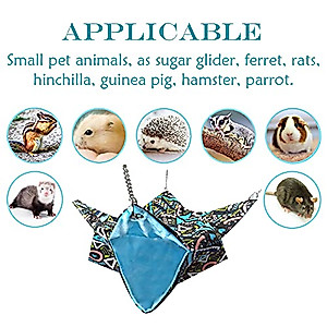 LEFTSTARER Pet Small Animal Hanging Hammock Ferret Hammock Bunkbed Cage Toy for Hamster Sugar Glider Parrot Guinea Pig Hideout (Geometry)