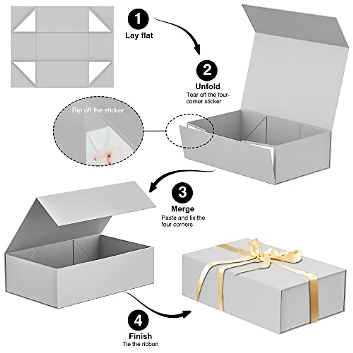 HavrePac 6 Pack Large Gift Boxes 13.8x9x4.3 Inches Luxury Gift Boxes with Lids,Magnetic Closure Gift Box for Present Packaging Box for Mother's Day, Birthdays, Party,Weddings