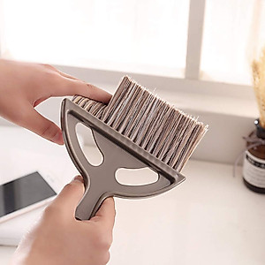 meioro Mini Broom Dustpan Set Cute Little Whisk Broom Hand Brush and Dust Pan, Small Cleaning Sweeper Broom for Desk Keyboard Car Camping Kids Cat Dog-Kitchen Towel Included (Brown)