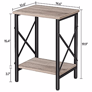 ALLOSWELL Nightstands Set of 2, End Tables with Storage Shelf, Bedside Tables X-Shaped Design, Side Tables for Living Room, Bedroom, 14.6 x 10.6 x 19.9 Inches, Easy Assembly, Greige ETHG2801S2G1