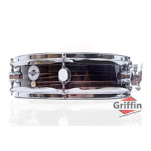 Piccolo Snare Drum 13" x 3.5" by GRIFFIN | 100% Poplar Wood Shell with Zebra Wood Finish & Coated Drum Head | Professional Marching Drummers Percussion Instrument with Bright Tone & Brilliant Attack