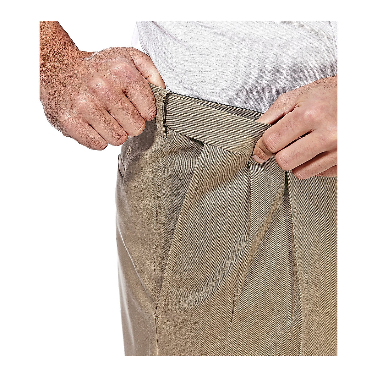 Haggar Men's Premium No Iron Khaki Classic Fit Pleat Front Casual Pant (Regular and Big & Tall Sizes), 42W x 30L