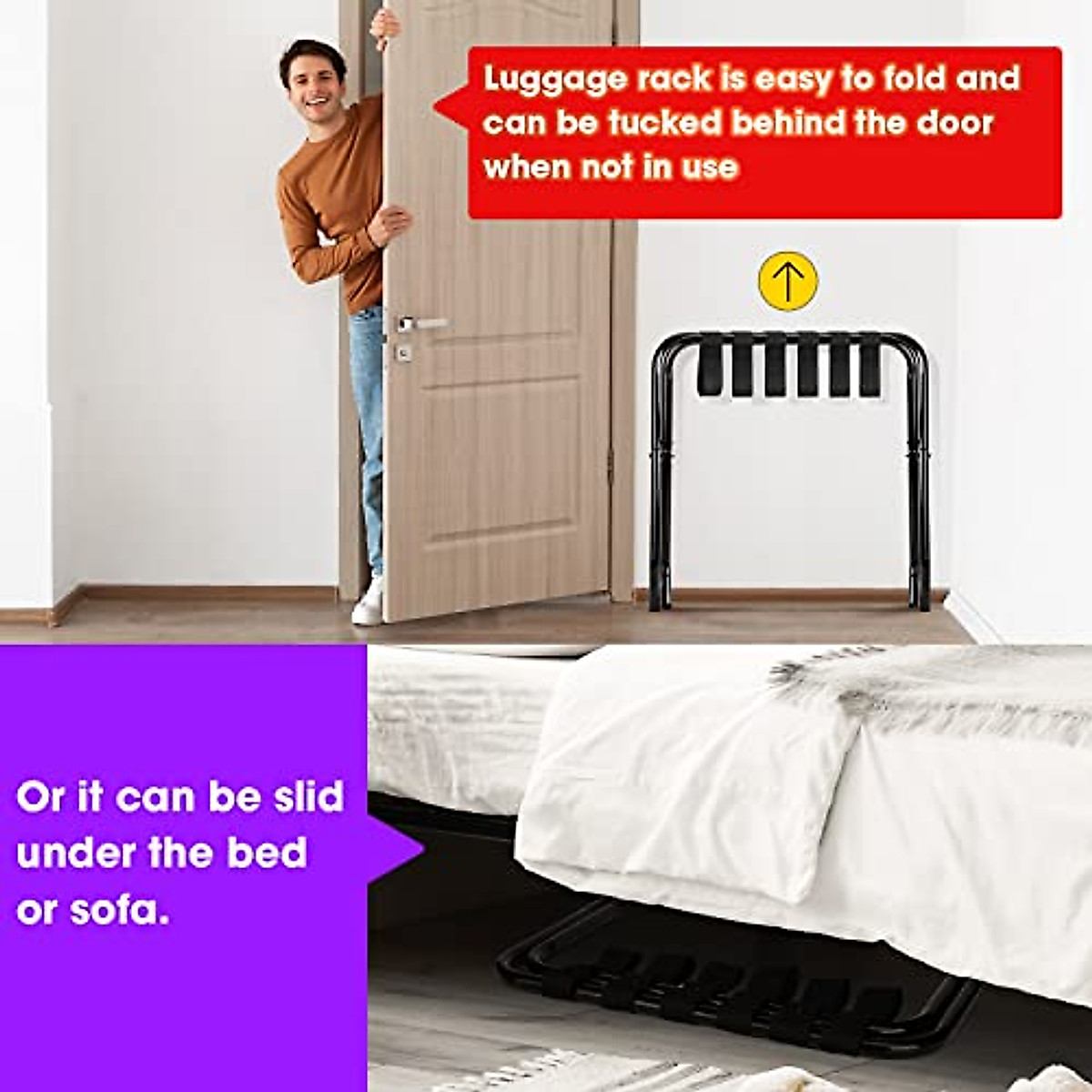 Ulimart Luggage Rack 2Pcs Upgraded Suitcase Stand,Folding Steel Frame,Luggage Rack For Guest Room,Luggage Rack For Suitcases For Bedroom,Easy Assembly Guest Room Essentials