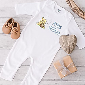 Personalized Winnie The Pooh Baby Blanket and Matching Hat, Winnie The Pooh Blanket, Custom Swaddle Blanket, Unisex, Choose Font and Text Color, Personlaized Baby Gift