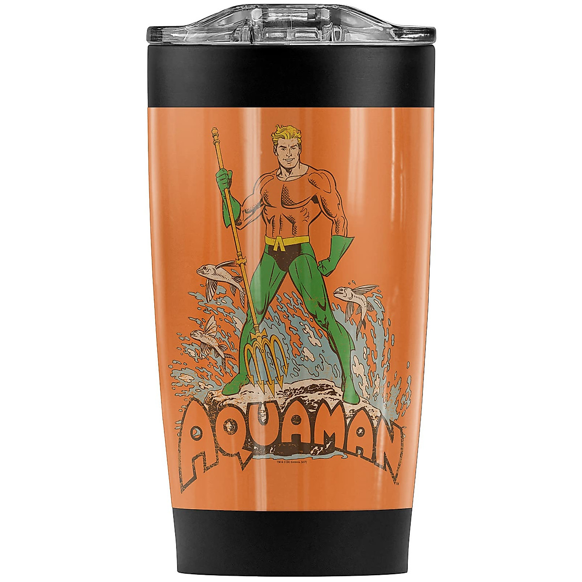 Logovision Aquaman Distressed Stainless Steel Tumbler 20 oz Coffee Travel Mug/Cup, Vacuum Insulated & Double Wall with Leakproof Sliding Lid | Great for Hot Drinks and Cold Beverages