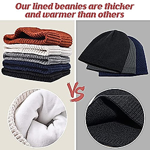 Beanie Hats for Men 30% Merino Wool Knit Hat, Winter Hats for Women Thick Thermal Warm Thinsulate Lined, Beanie for Women Cold Weather Skull Cap Black