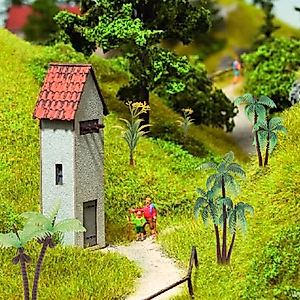 Quancru 10Pcs Miniature Coconut Palm Tree Model Artificial Greenery Plant Decoration DIY Train Railway Building Diorama Sandbox Cake Topper Landscape