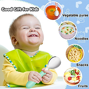 xlehoely 12 Pieces Toddler Utensils,Stainless Steel Baby Forks and Spoons Silverware Set,Kids Silverware Set Children's Cutlery Set with Round Handle,Toddler Flatware Fork Spoon Set,Dishwasher Safe