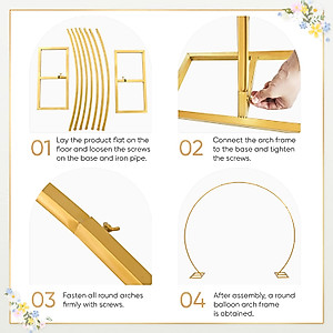 8ft Balloon Arch Stand,Round Backdrop Stand,Golden Circle Wedding Arch Frame for Wedding,Valentine's Day,Birthday,Party,Friends Gathering,Christmas,Garden Decoration