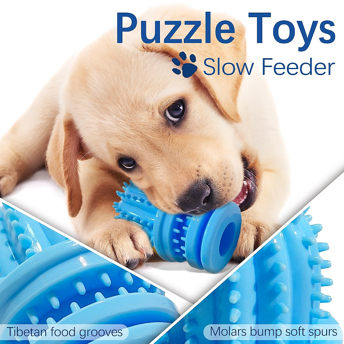 Lykani Dog Chew Toys for Small Dogs, Tough Dog Toys for Aggressive Chewers, Indestructible Durable Interactive Dog Toys, Rubber Dog Toys for Puppy Christmas Easter Birthday Gifts, Blue