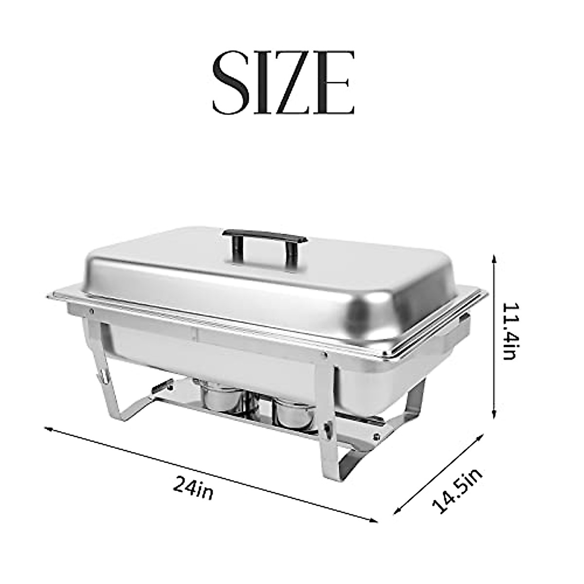 Restlrious 8 QT Chafing Dish Buffet Set 2 Packs Stainless Steel Foldable Rectangular Chafer Full Size w/Water Pan, Food Pan, Fuel Holder and Lid