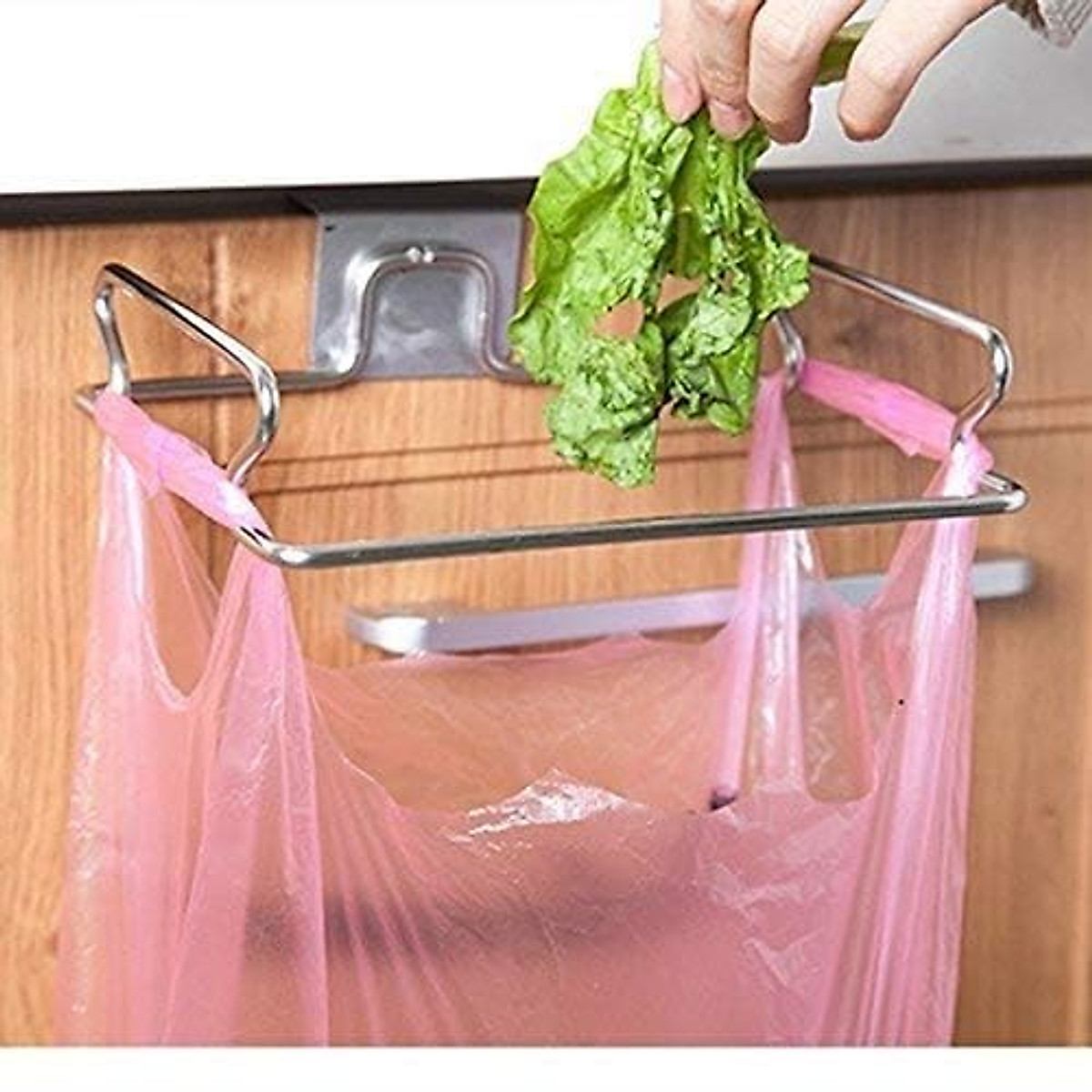 Lucky Fitness Metal Hanging Garbage Bags Rack Kitchen Wash Cloth Towel Storage Holders Wall Hanging Cupboard Cabinet Stand Organizer Shelf