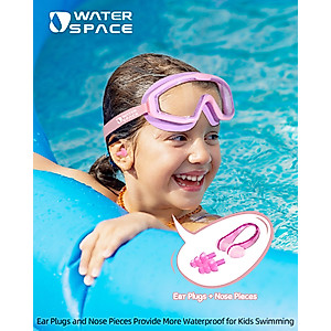 Water Space 2 Pack Swim Goggles Swimming Goggles for Kids Youth Girls Boys Aged 3-6 4-7 6-14 8-12, Toddler Goggles Anti-fog Waterproof Clear Anti-fog Wide Vision, Pool Underwater Goggles No-Leaking