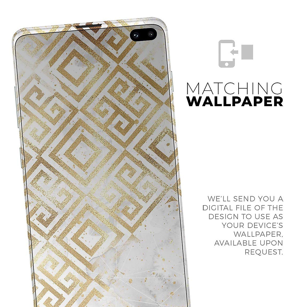 DesignSkinz Karamfila Watercolor & Gold V11 Protective Vinyl Decal Wrap Skin Cover Compatible with The Samsung Galaxy S20 (Screen Trim & Back Glass Skin)