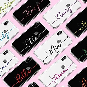 Case Charming Clear Case Personalized Name for iPhone 14 Pro Max 13 mini 12 11 XS XR X 10S 10R 10 8 Plus 7 SE Custom Handwriting Style Slim Flexible Soft Tpu Cover