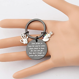 Artist Paint Palette Keychain Artist Inspiration Gift Art Student Grauduation Gift Painter Gifts Paint Brush Keychain Art Palette Charm Take Pride in How Far You Have Come (black)