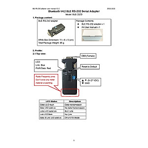 Gozens Bluetooth V4.2 BLE RS-232 Adapter Internal Chip Antenna for All OS Platform, iOS, Android, Windows or etc.