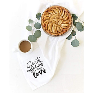 The Cotton & Canvas Co. The Secret Ingredient is Always Love Soft and Absorbent Kitchen Tea Towel, Flour Sack Towel and Dish Cloth