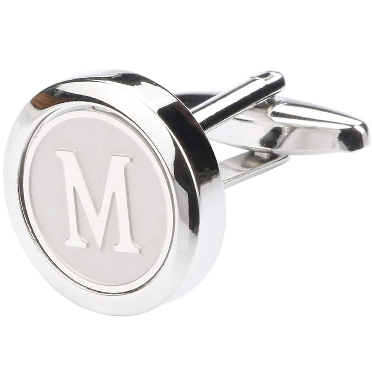 Dannyshi Mens Classic Stainless Steel Initial Cufflinks 26 Alphabet Initial Letter Cufflinks Business Wedding Shirts A-Z (M)