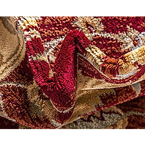 Unique Loom Voyage Collection Traditional Oriental Classic Intricate Floral Design Area Rug, 4 ft x 6 ft, Red/Ivory