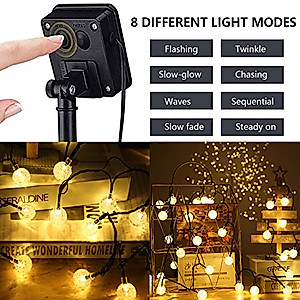 Ligarko Solar String Lights Outdoor 50LED 7M/23Ft Crystal Globe Lights 8 Modes Lighting Solar, Waterproof Patio Lights for Garden Courtyards Party Wedding (Warm White)