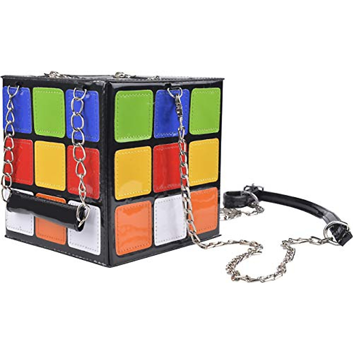 QZUnique Women's Cute Cube Shape Handbag Magic Shoulder Bag Clutch Bag With Super Long Shoulder Strap