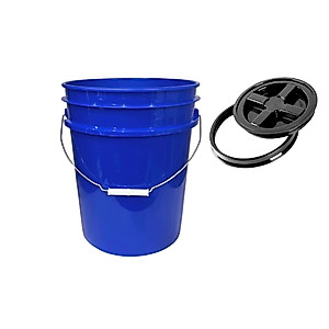 House Naturals 5 Gallon Plastic Blue Food Grade Made in USA Bucket Container with Air Tight Screw on Lid (Pack of 3)