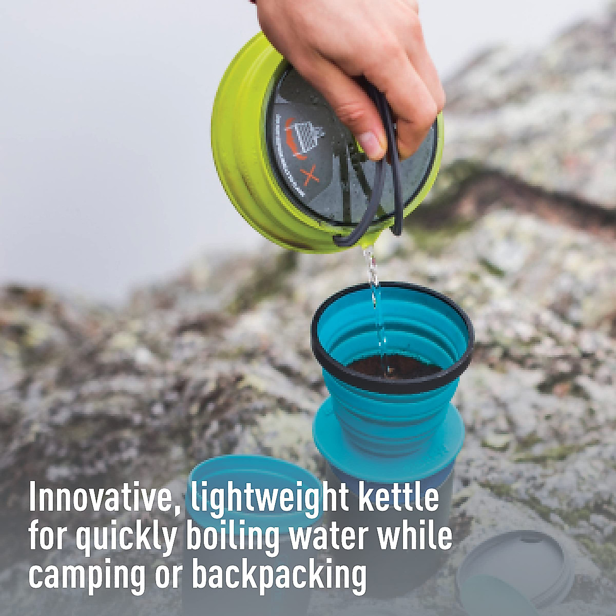 Sea to Summit X-Pot Kettle Collapsible Camping Cook Pot with Lid, 1.3 Liter, Lime