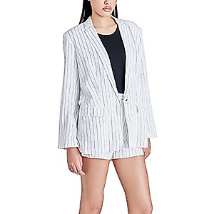 Steve Madden Apparel Women's Jessa Blazer, Ivory Stripe, Large