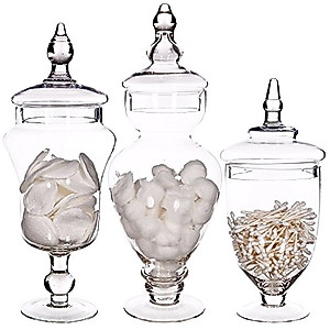Home Essentials & Beyond Home Essentials Set of 3 apothecary jars, 12, 15, 16, 12,15, Clear
