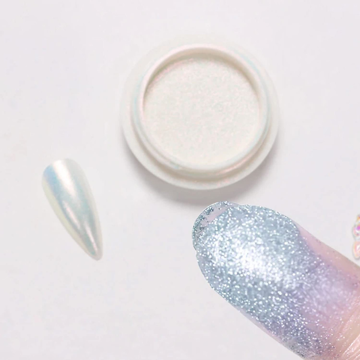 6 Color Chrome Nail Art Powder Sparkling Mermaid Aurora Nail Glitter Allstarry Nail Powder for Acrylic Nails Shiny Pigment Holographic Mirror Effect Pigment Chrome Nail Art Supplies