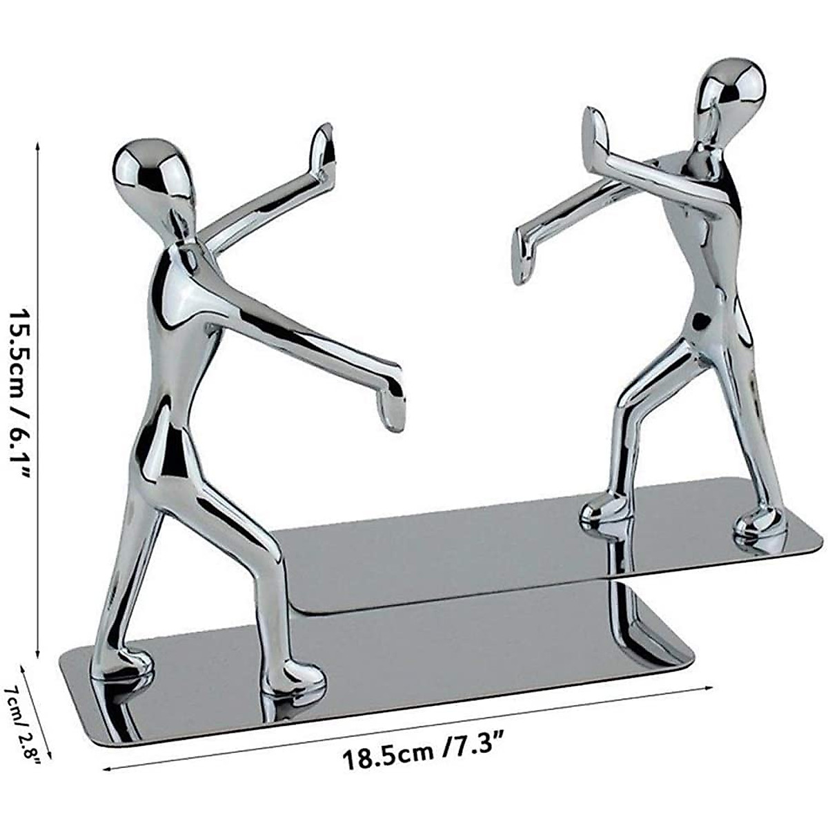 Sujetalibros Book Ends Kung Fu Man Bookends 1 Pair Stainless Steel Non Skid Book Ends for Shelf Heavy Duty Desktop Bookshelf Home Office Library Decoration Book Storage Organizer Book Stopper