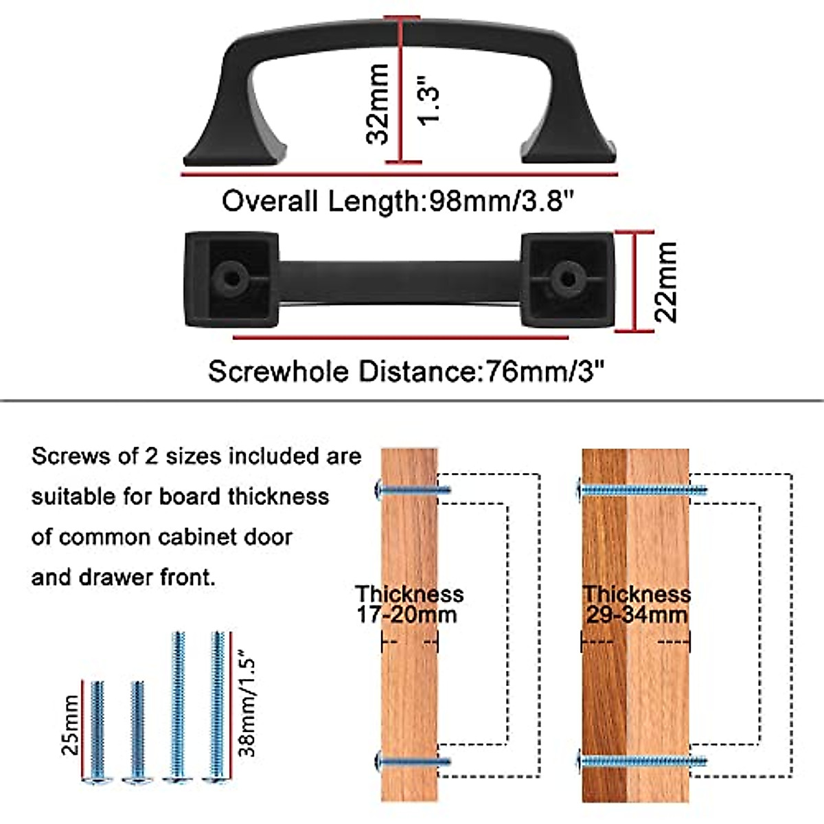 KOOFIZO 20-Pack Big Square Foot Cabinet Arch Pull - Oil Rubbed Bronze Furniture Handle, 3 Inch/76mm Screw Spacing for Kitchen Cupboard Door, Bedroom Dresser Drawer, Bathroom Wardrobe Hardware