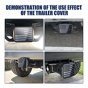 ZKFAR Pack-1 Trailer Hitch Cover, American Flag Plug Cover, Metal Rear Receiving Tube Cover, 2" Automotive Dust Plug, Protective Cover with Pin Bolt, Universal for Most SUVs, Trailers (Black)