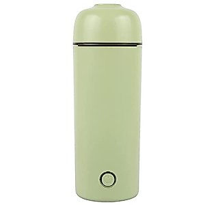Teqooza Portable Travel Electric Kettle Mini Thermos Fast Boil Boiling Teapot Heating Cup Stainless Steel Metal Bottle 350ml Capacity, Green