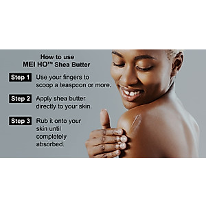 MEI HO Raw Unrefined African Shea Butter Ivory/White Premium Quality - Body Butter- Soft and Creamy Texture 8 oz. 100% Natural, Easy to Apply. Great Moisturizer For Dry and Cracked Skin.