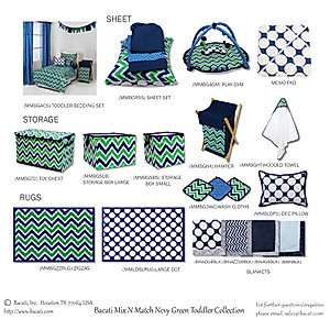 Bacati - 2 Pack Crib Fitted Sheets - Mix and Match Ikat Zigzag Chevron Soft Breathable 100% Cotton Percale Baby Sheets - Fits Standard 28 x 52 X 5 inches Crib & Toddler Mattresses(Navy Green)