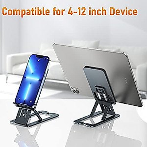 Desk Phone Stand For iPhone 13 Pro Max Mini, 12 11,Adjustable Folding Foldable Cell Phone Holder,Small Desktop Portable Metal Travel Cellphone Stand for iPhone,Samsung,Mobile Phone, Android Smartphone