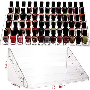 Nail Polish Organizers and Storage for Nail Salon,Clear 72 Bottles of 5 Layers Essential Oil Shelf Gel Fingernail Polish Holder and Tattoo Studio Decor Paint Nail Polish Rack Shelves For Countertops