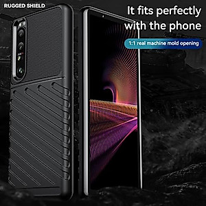 DFTCVBN Phone Case for Xperia 1 III Case, Sony 1 III XQBC62/V Case with Screen Protector, Military Grade Shockproof Rugged Shield Anti-Scratch Soft TPU Back Cover Cases for Sony Xperia 1 III Black