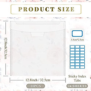 Csyidio 10PCS 12 x 12 Inch Scrapbook Paper Storage Organizer with Label Stickers, Clear Paper Storage Bag for Holding Scrapbook Paper Pad, Vinyl Paper, Photos and Paper File Enclosed Storage