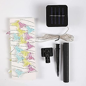 TOMBABY 15.8ft Solar 1.18" H Hummingbird 30 LED Cold White String Lights for Garden Yard Patio Party Outdoor Decoration