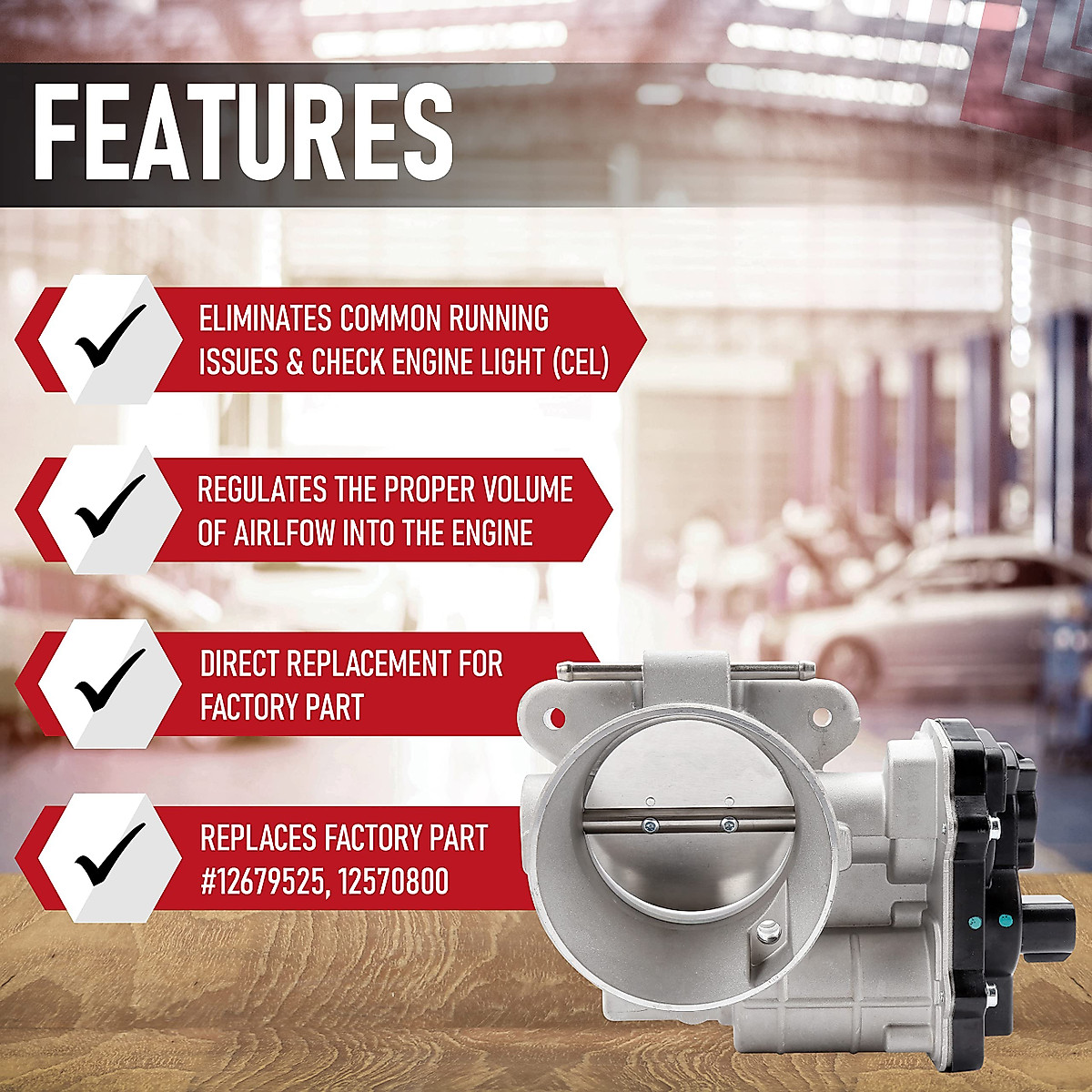 Throttle Body Assembly with Actuator, Compatible with GMC, Cadillac, Chevy, Buick & Hummer Vehicles, Silverado, Suburban, Tahoe, Envoy XL, Sierra, Yukon, Escalade - Replaces 12570800,12679525