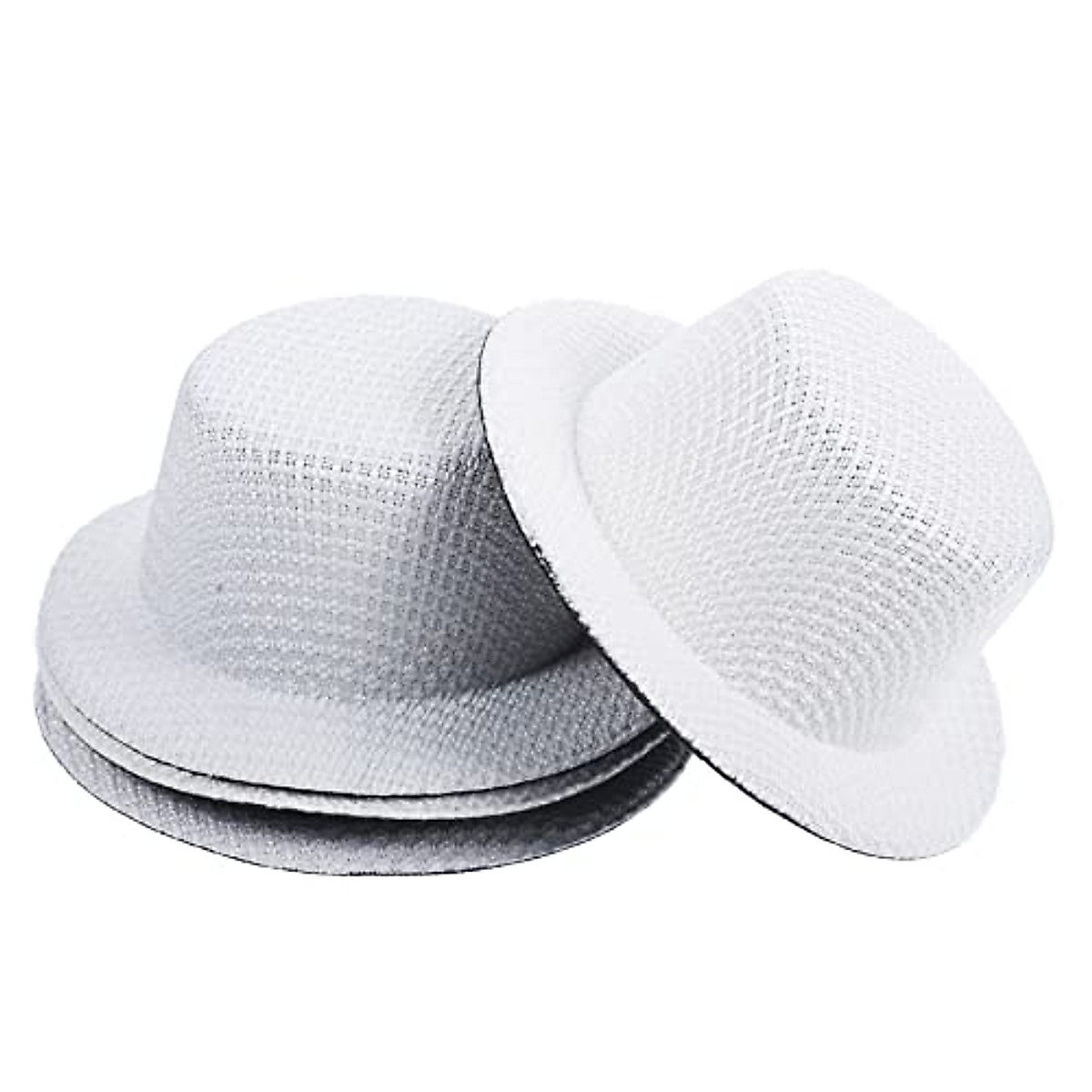 Abaodam Doll Hat 16 pcs Craft Crafts Topper Wide White Fedoras Snowmen Felt Snowman Tops Ornament - Decorative Cap Small Panama Magician Christmas Accessories Flat Decor for Miniature