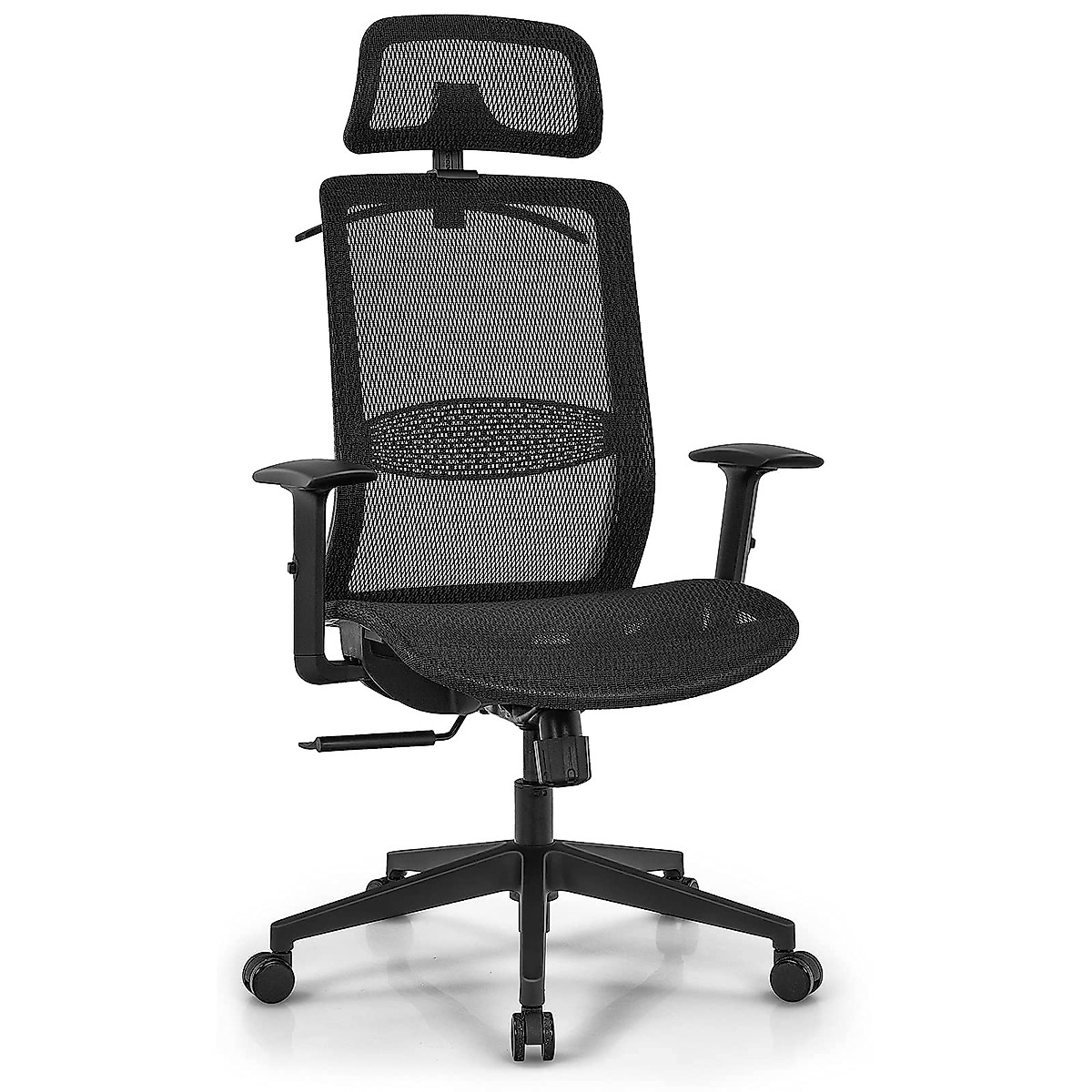 BestComfort High Back Mesh Office Chair, Ergonomic Executive Chair with Adjustable Reclining Angles, Lumbar Support, Headrest, Armrest, Swivel Rolling Computer Desk Chair with Coat Hanger (Black)