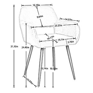 SSLine Faux Fur Vanity Chair Elegant Pink Furry Makeup Desk Chairs for Girls Women Modern Comfy Fluffy Arm Chair with Wood Look Metal Legs in Bedroom Living Room